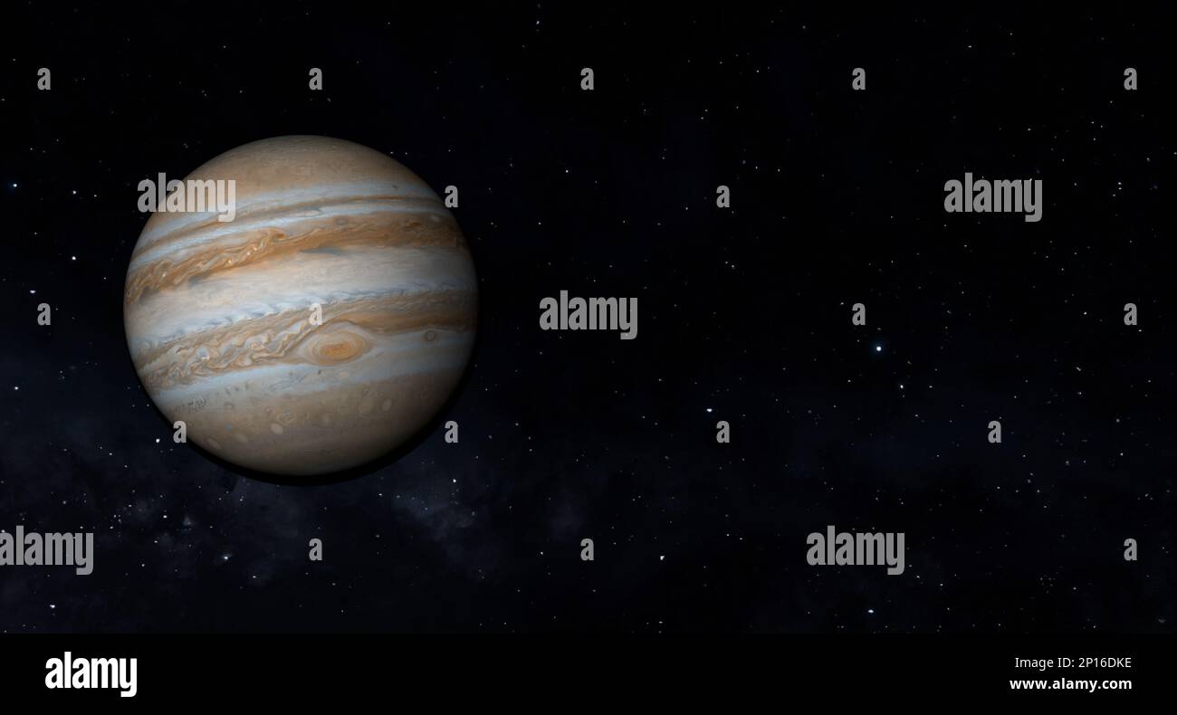 Planet Jupiter and his satellites in outer space Stock Photo - Alamy