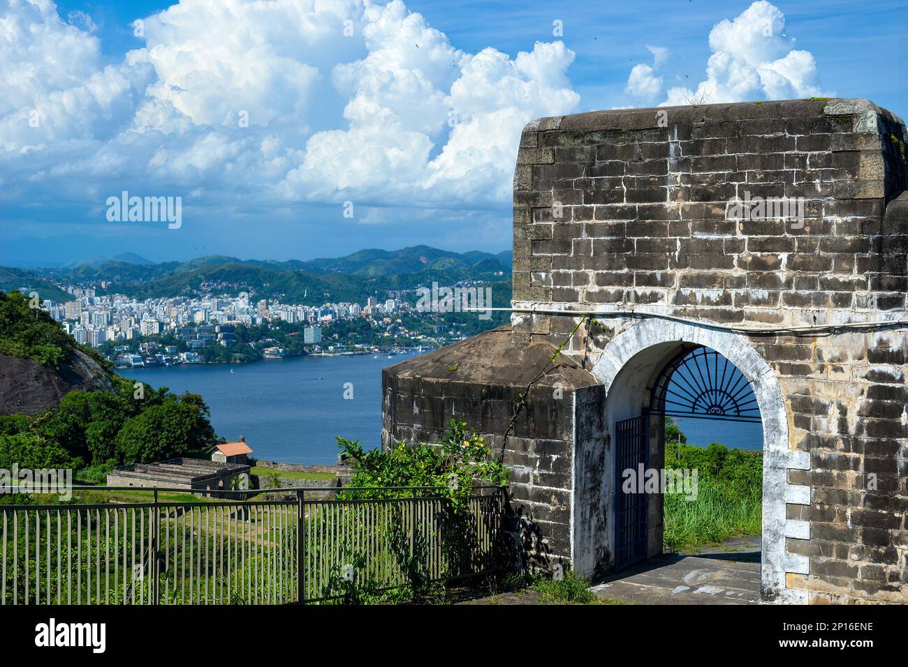 Fortified wall and arch door in Saint Louis Fort (Forte de São Luís ...