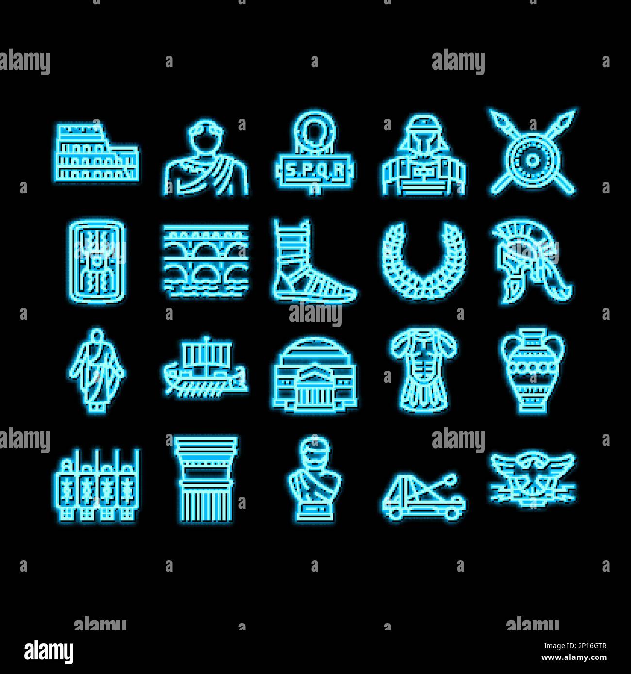 Ancient Rome Antique History neon glow icon illustration Stock Vector ...