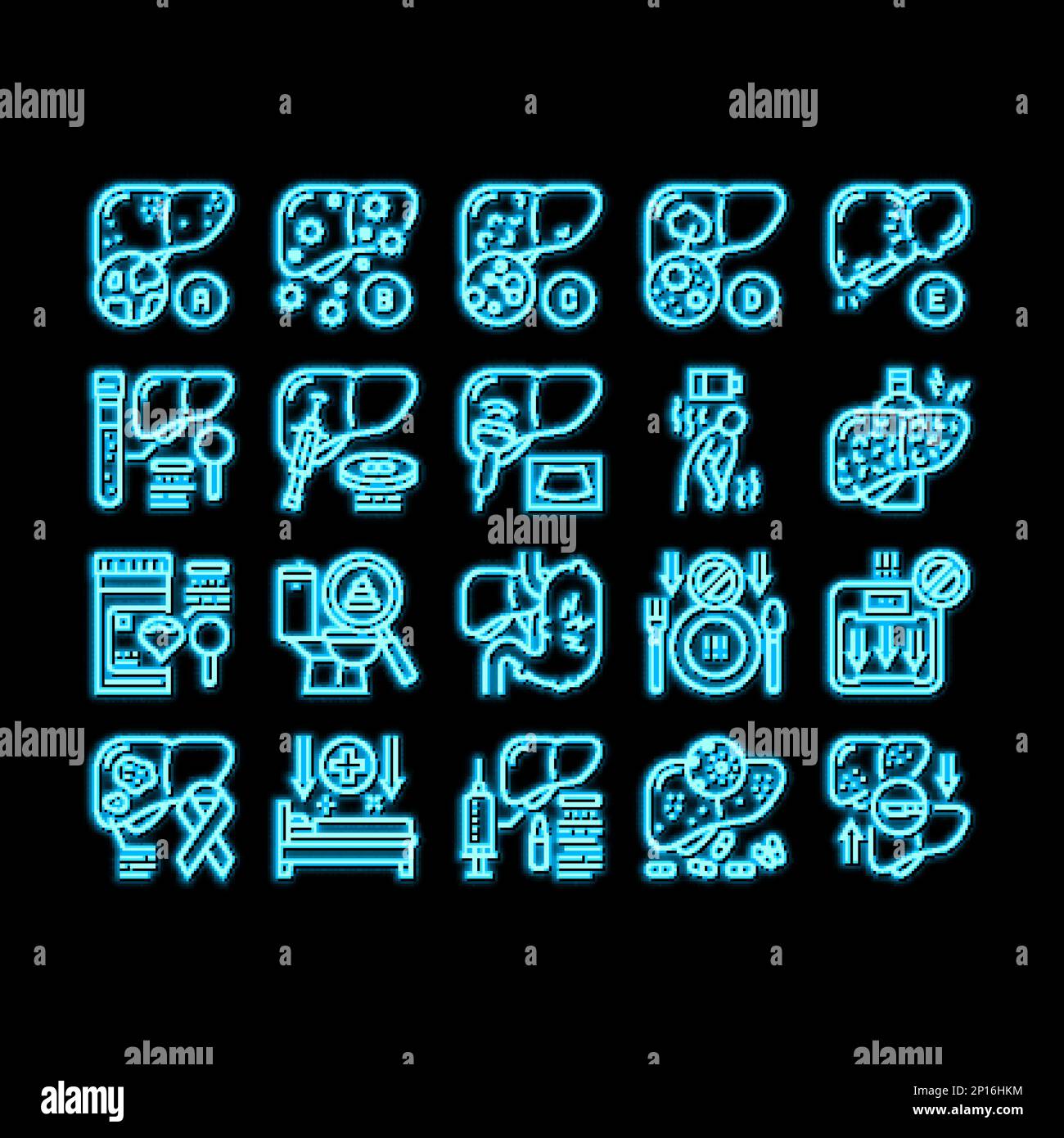 Hepatitis Liver Health Problem neon glow icon illustration Stock Vector ...