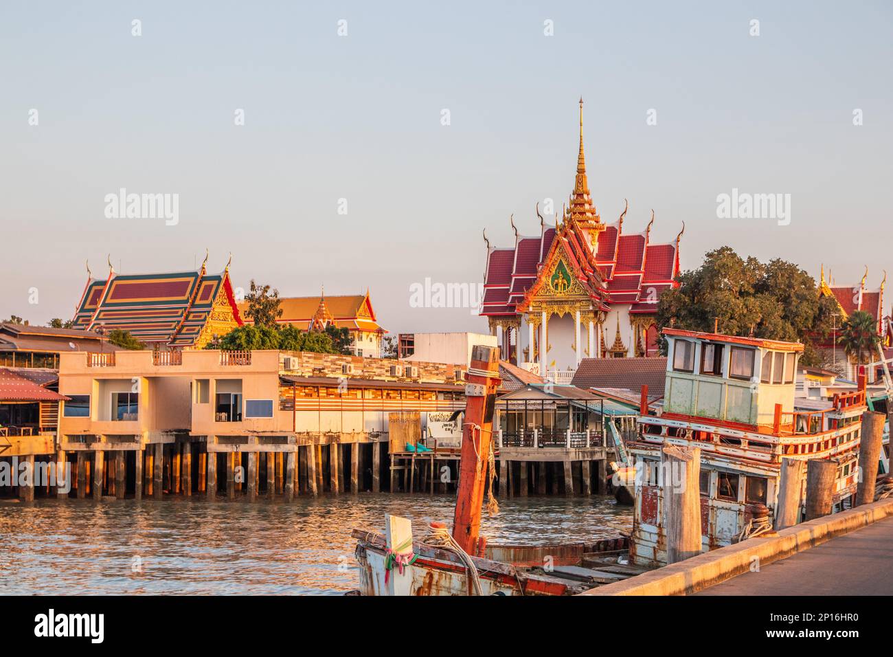 The Temple and Fishing Boats of Bang Saray in Thailand Asia Stock Photo ...