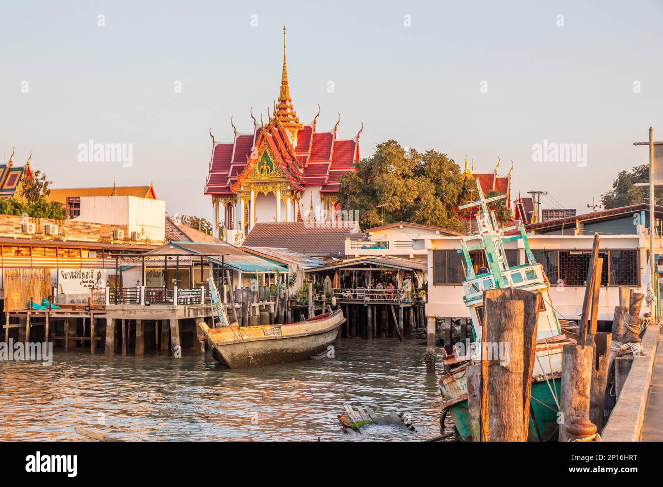 The Temple and Fishing Boats of Bang Saray in Thailand Asia Stock Photo ...