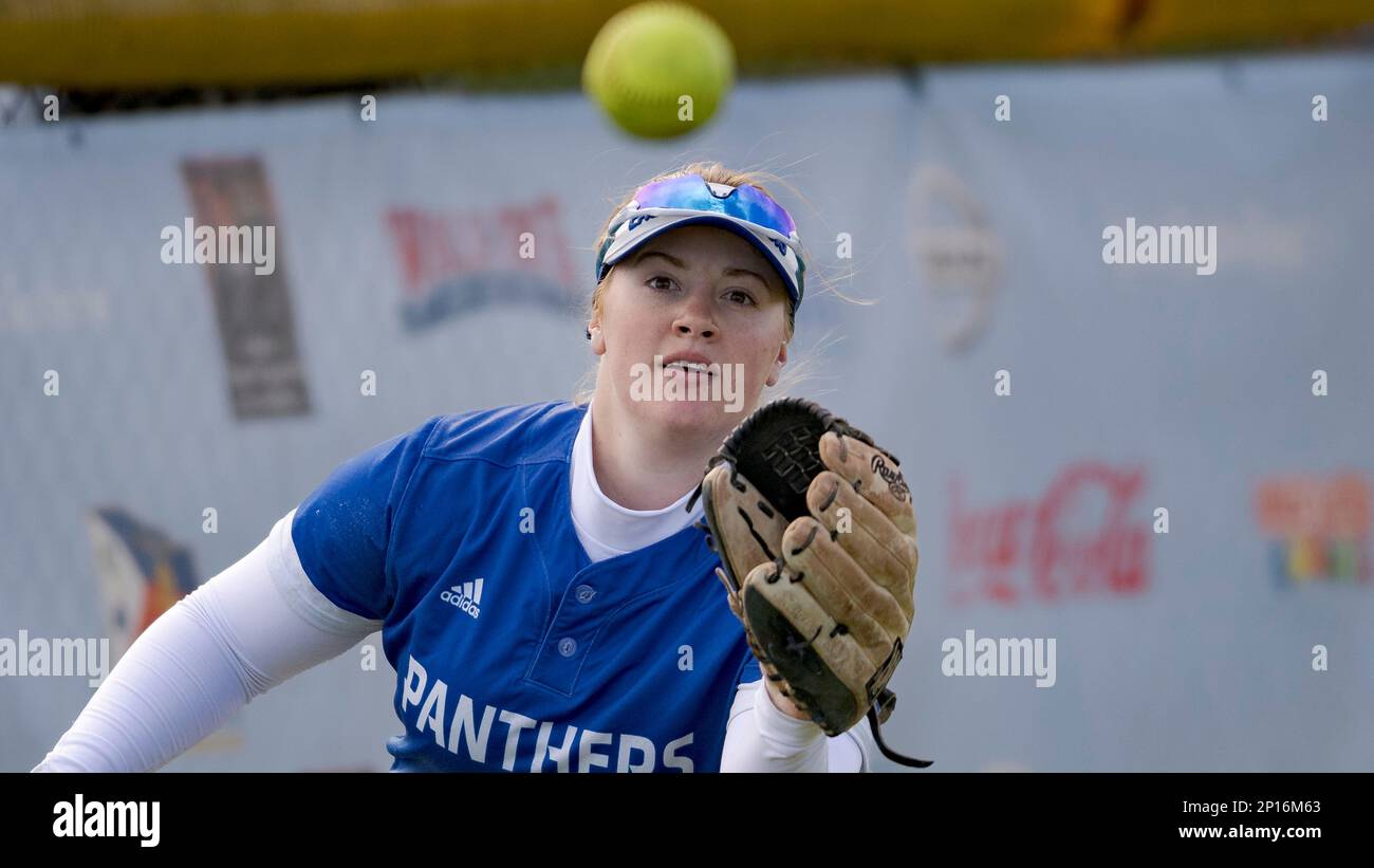 Eastern Illinois infielder Maddie Swart (11) catches during an NCAA ...