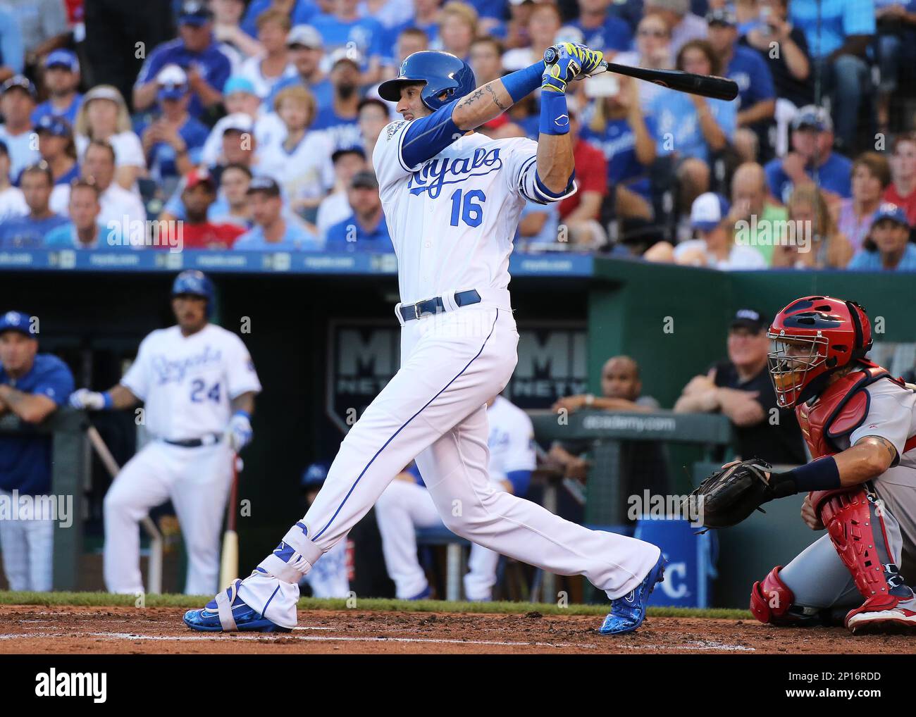 28 June 2016: Kansas City Royals right fielder Paulo Orlando (16) bats ...