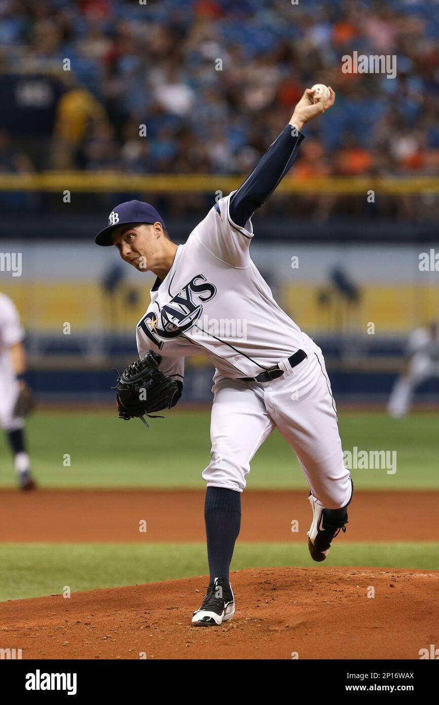 02 July 2016: Tampa Bay Rays pitcher Blake Snell (4) delivers a pitch ...