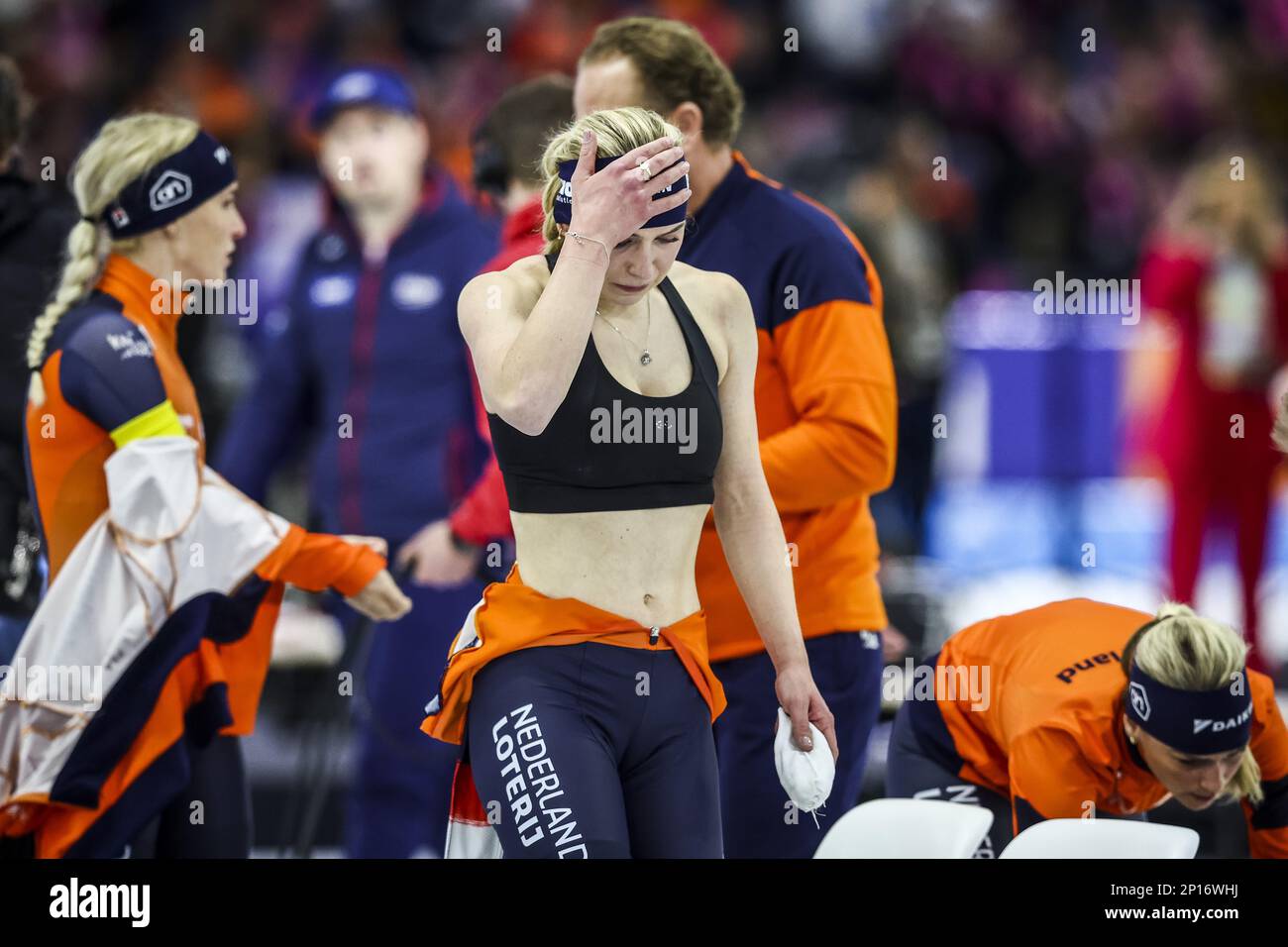 HERENVEEN - Joy Beune (NED) (m) reacts after disqualification during ...