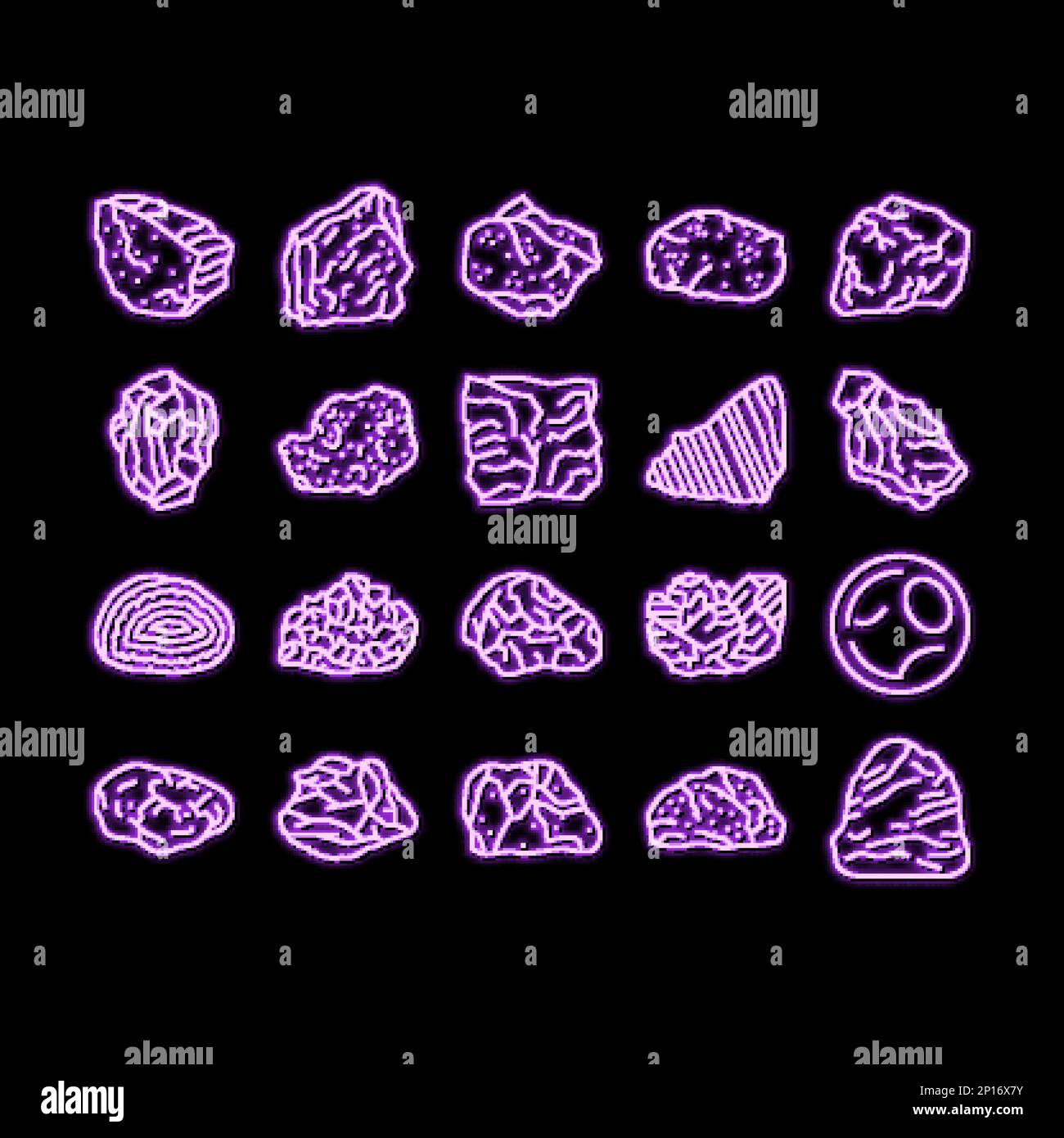 stone rock texture nature neon glow icon illustration Stock Vector ...