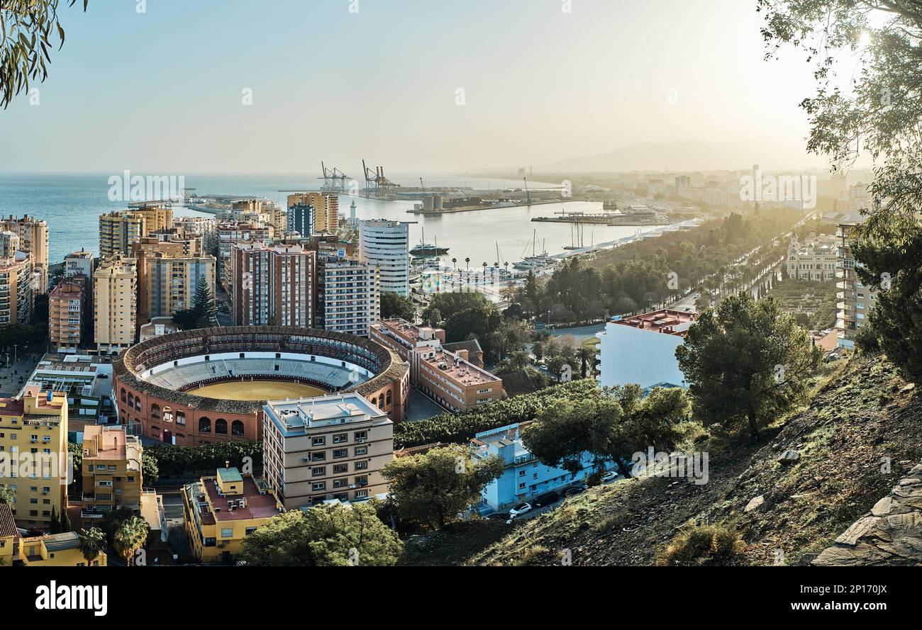 Malaga panorama skyline port hi-res stock photography and images - Alamy