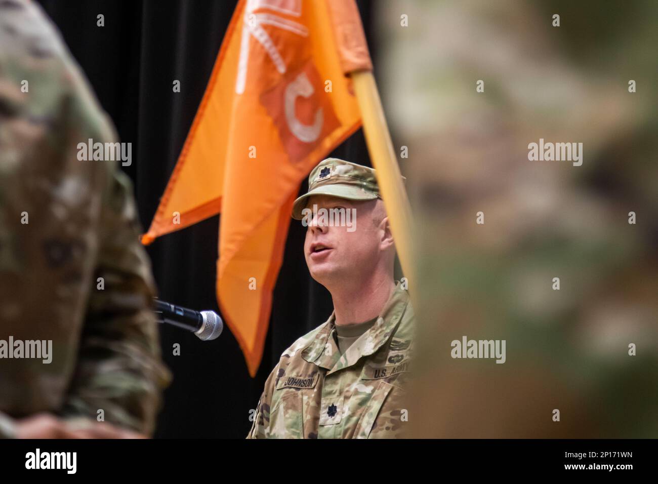 Lt. Col. Rolland H. Johnson, incoming commander, 82nd Brigade Engineer ...