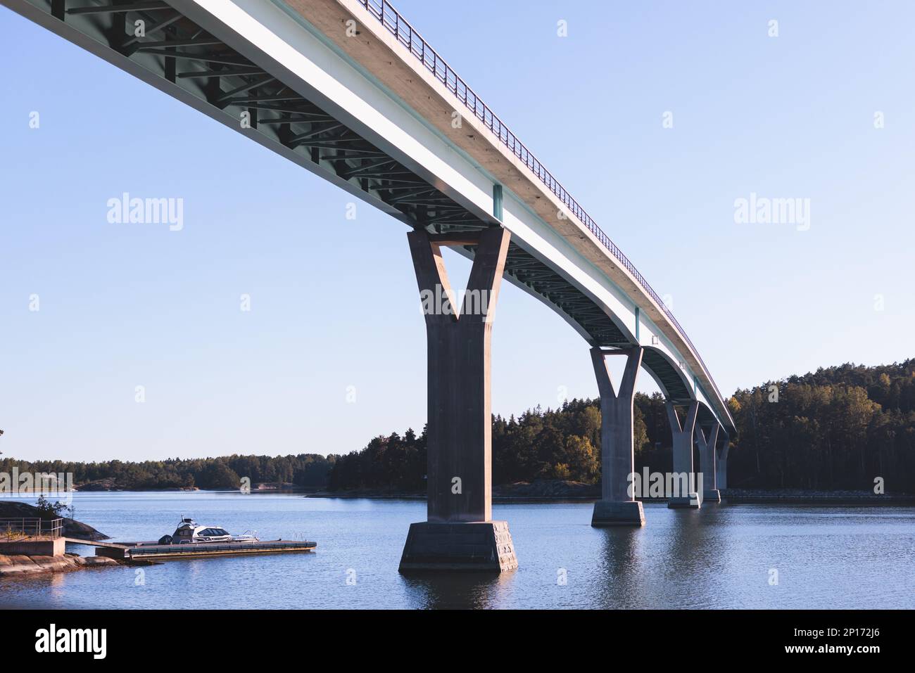 Aerial view of Lovo bridge, in Kasnas, Lövö road bridge in Kimitoön ...