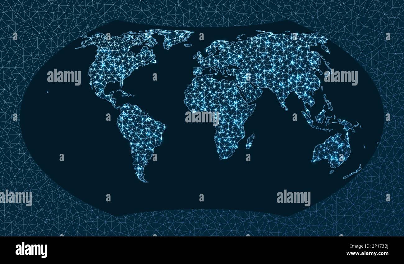 Illustration of global network. Wagner projection. World Network ...