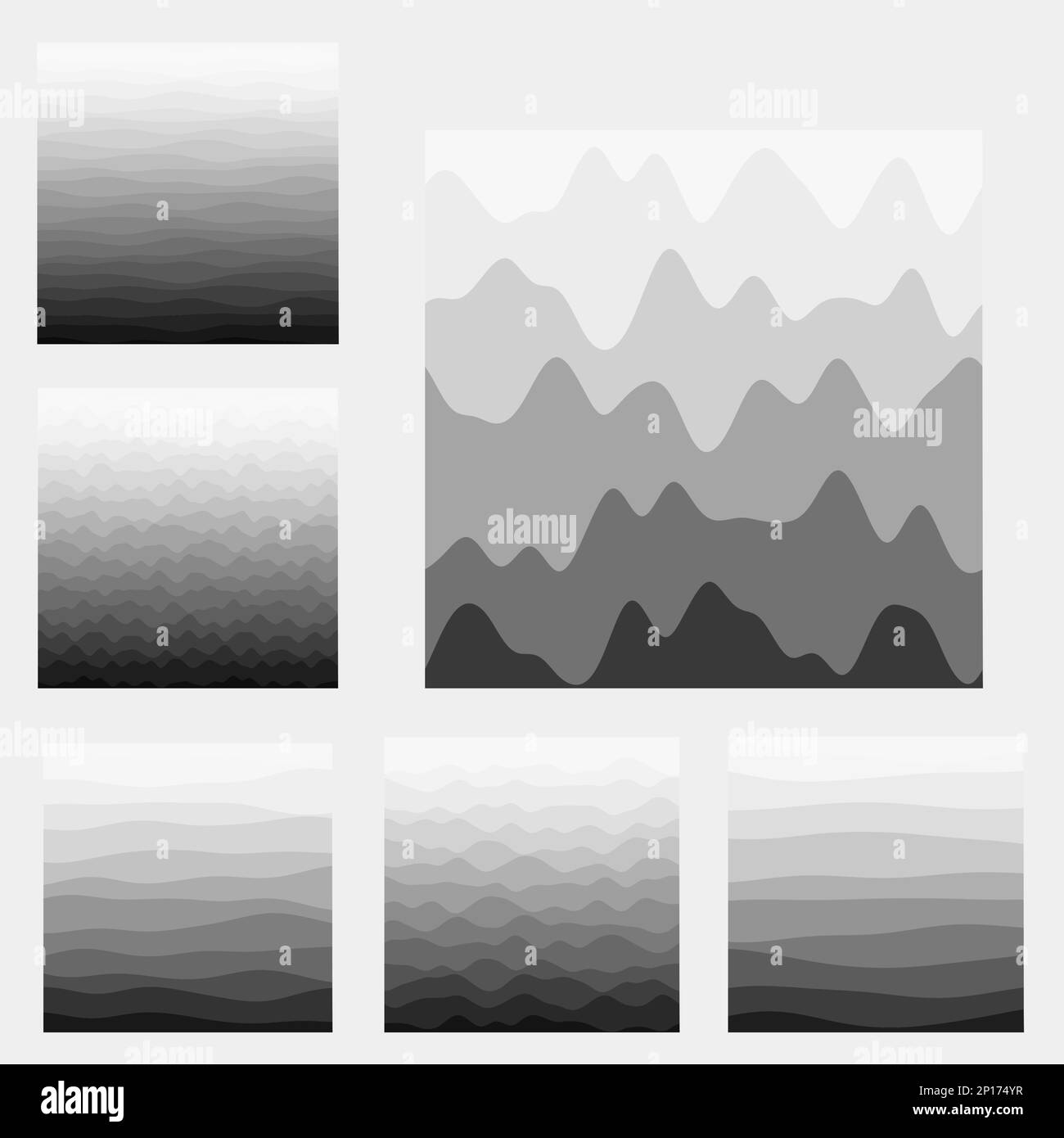 Abstract waves background collection. Curves in grey colors. Trendy ...