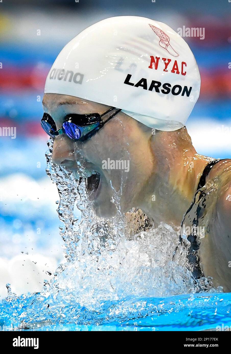 Breeja Larson swims in the women's 200-meter breaststroke preliminaries ...