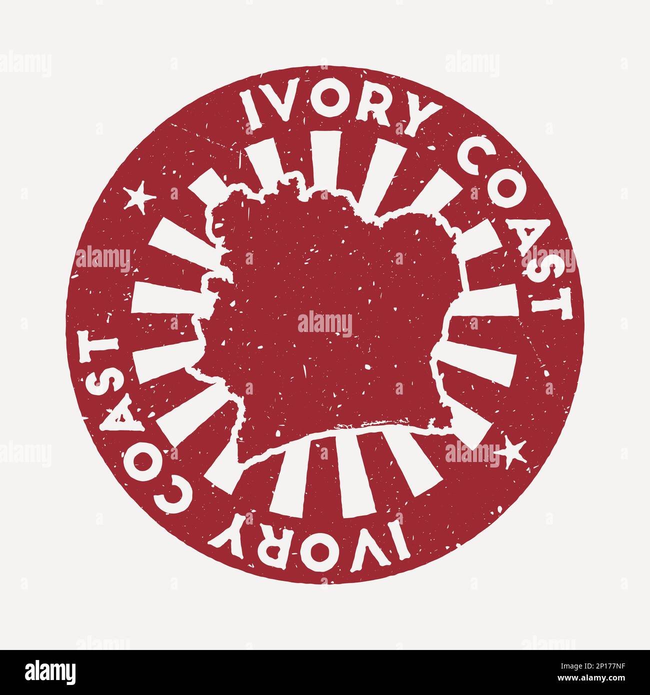 Ivory Coast stamp. Travel red rubber stamp with the map of the country ...