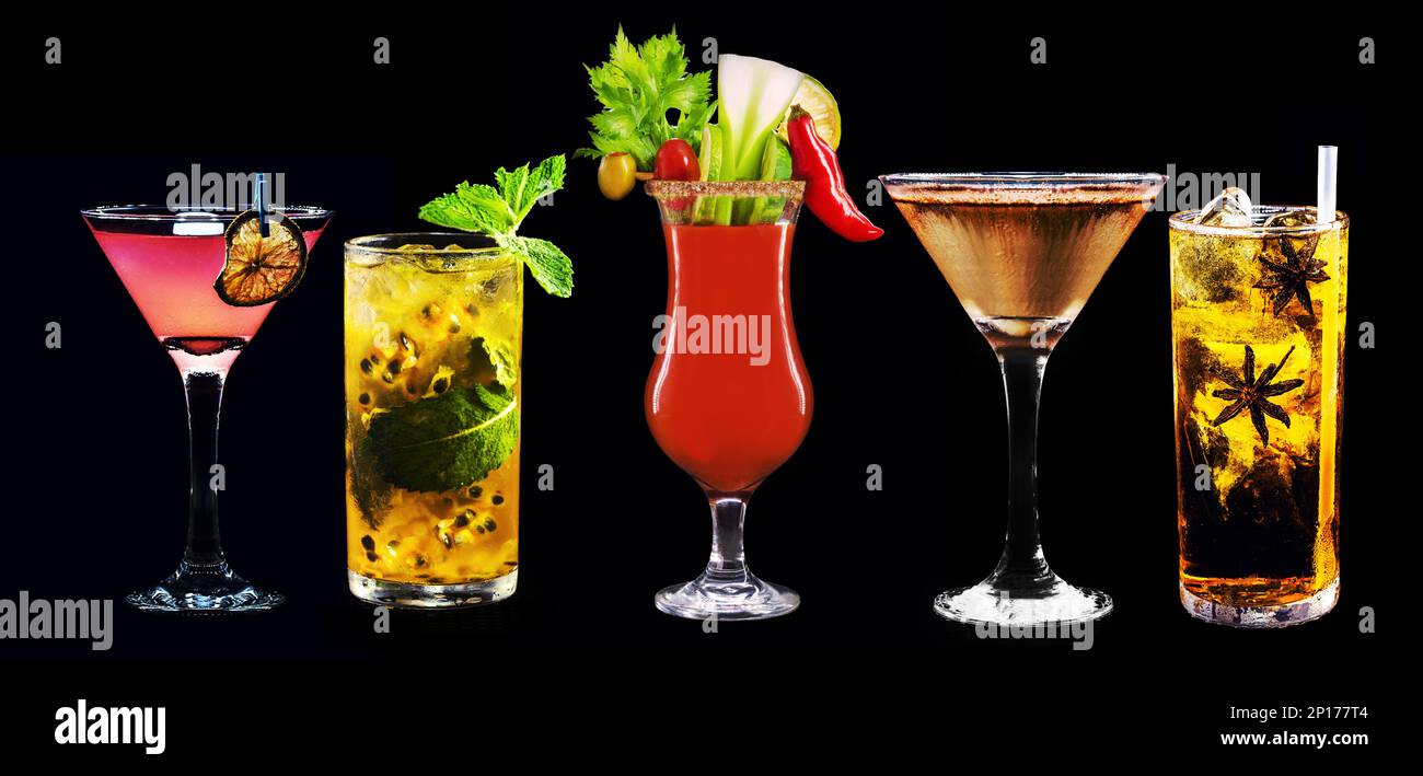 exotic drinks, Bloody mary, gin with chocolate, vodka with passion ...