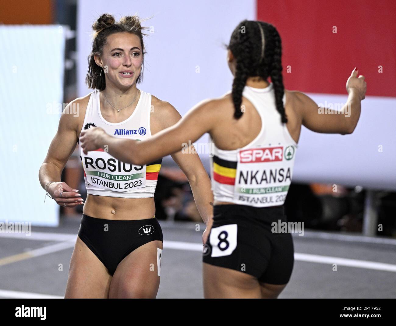 Belgian Rani Rosius and Belgian Delphine Nkansa celebrate a personal ...