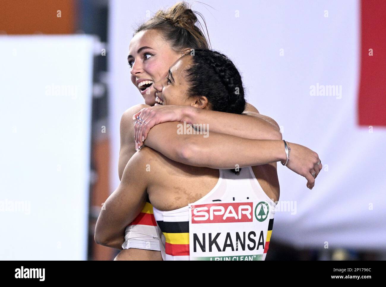 Belgian Rani Rosius and Belgian Delphine Nkansa celebrate a personal ...