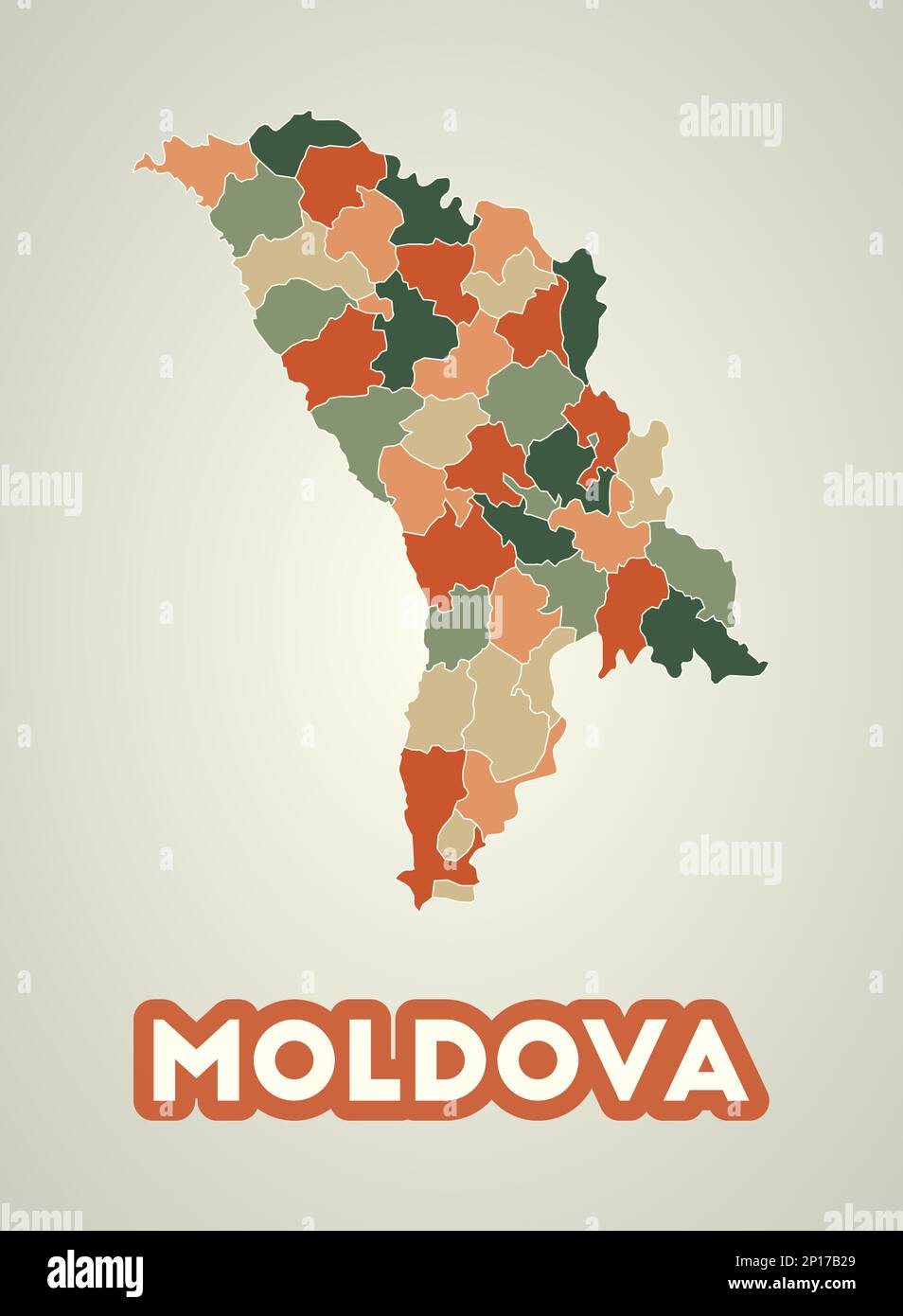 Moldova poster in retro style. Map of the country with regions in ...