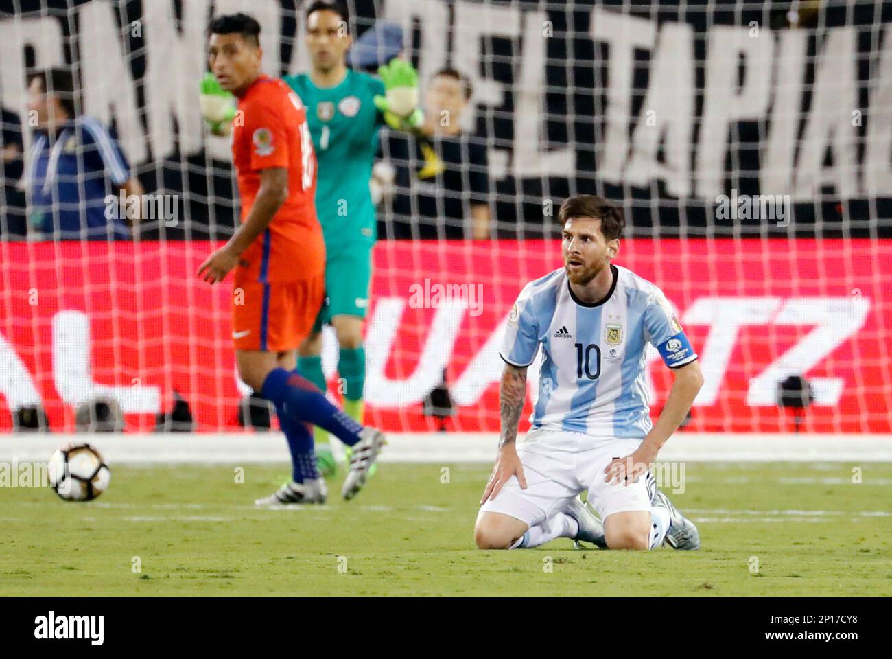 26 June 2016: Argentina forward Lionel Messi (10) looms for a call ...