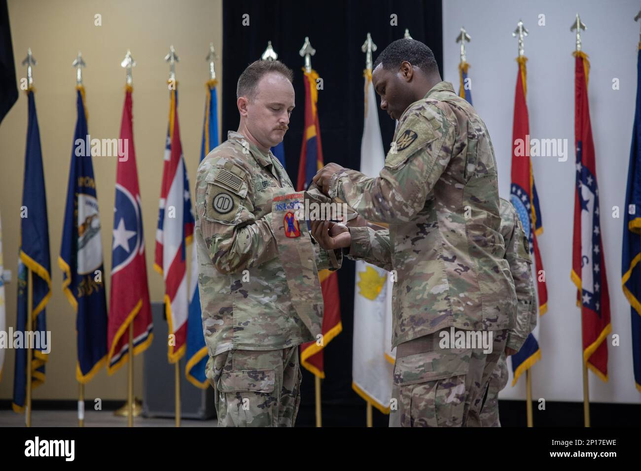 Alabama National Guardsmen, Capt. John O'Reilly (left), commander, and ...