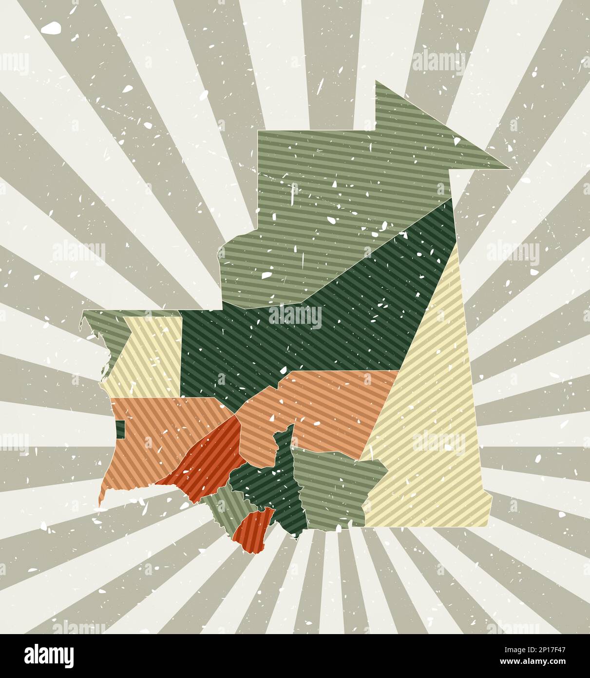 Mauritania Vintage Map Grunge Poster With Map Of The Country In Retro Color Palette Shape Of