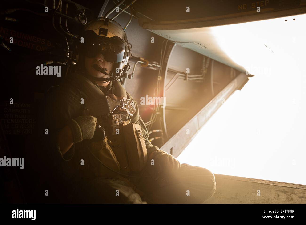 U.S. Marine Corps Cpl. Kadin Rhodeback, an MV-22b osprey crew chief ...