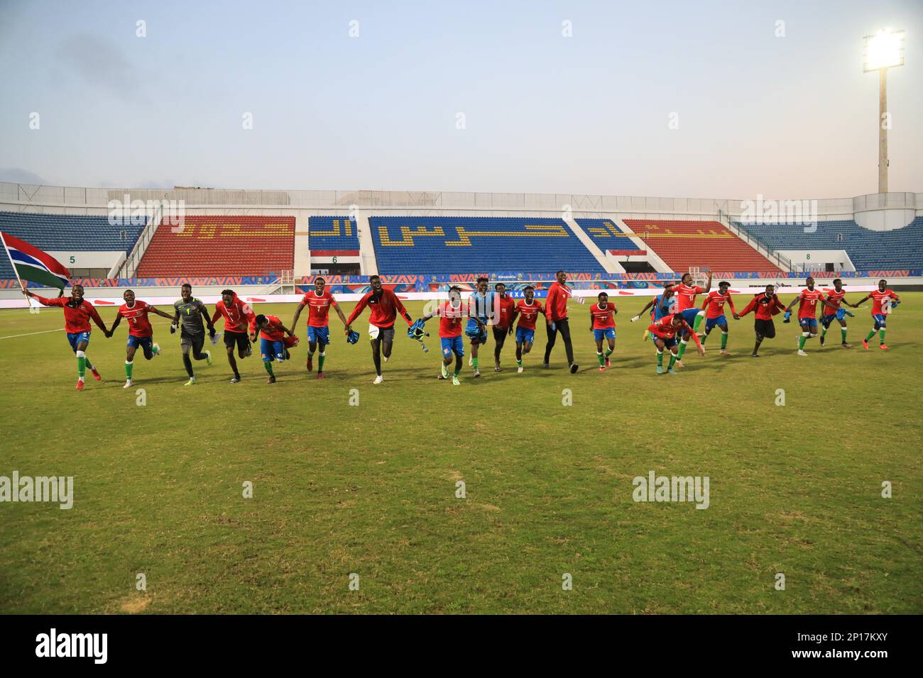 Egypt, Alexandria 03 March 2023 - team of The Gambia players celebrates ...