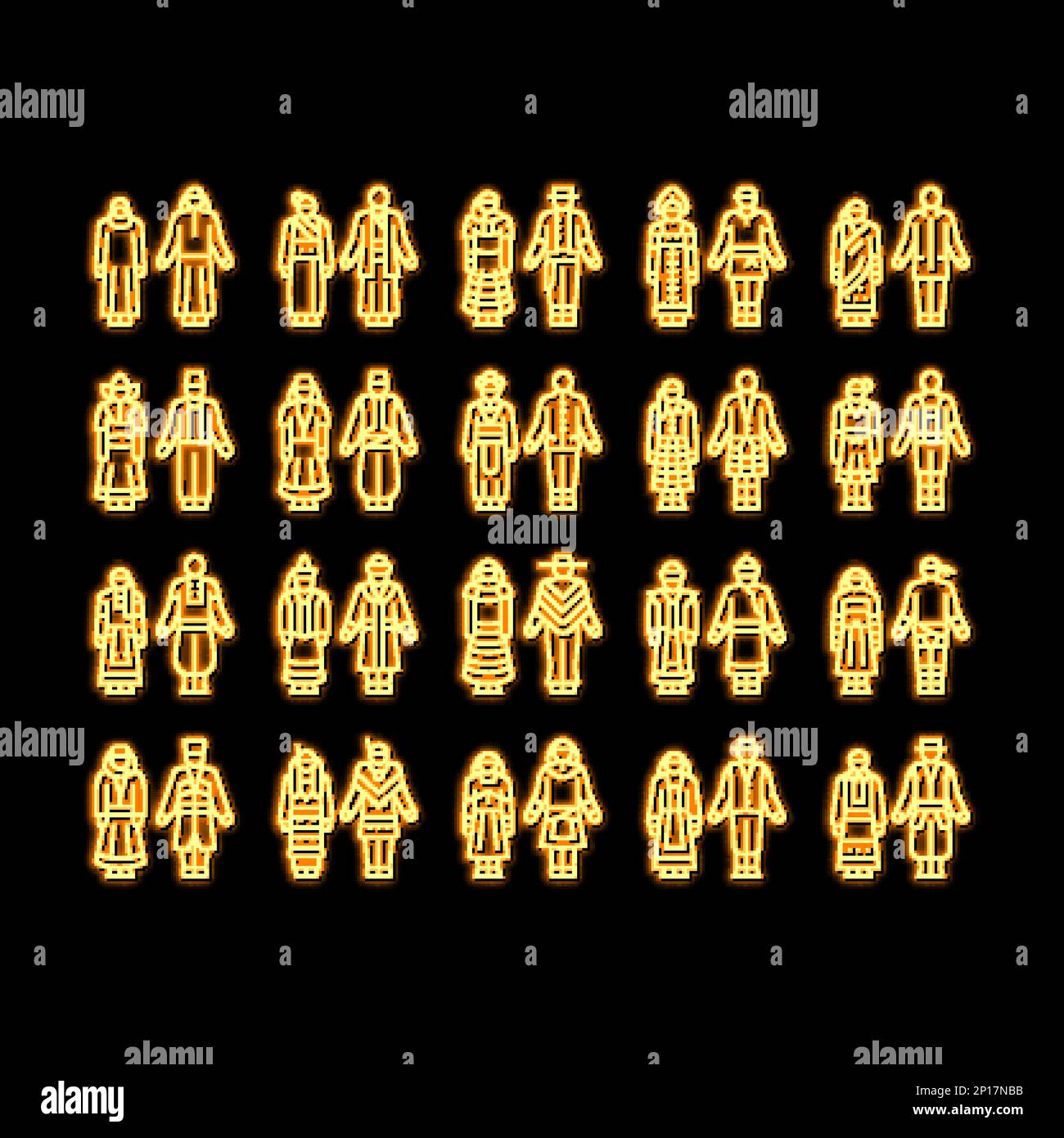 National Clothes Costume Design neon glow icon illustration Stock ...