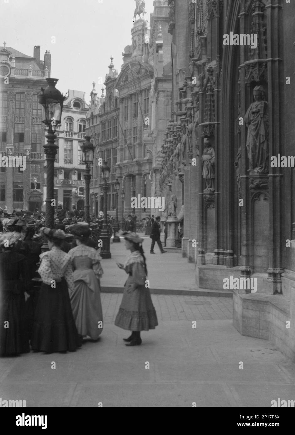 Travel views of Europe, 1900s. Grand Place, Brussels, Belgium. In the ...