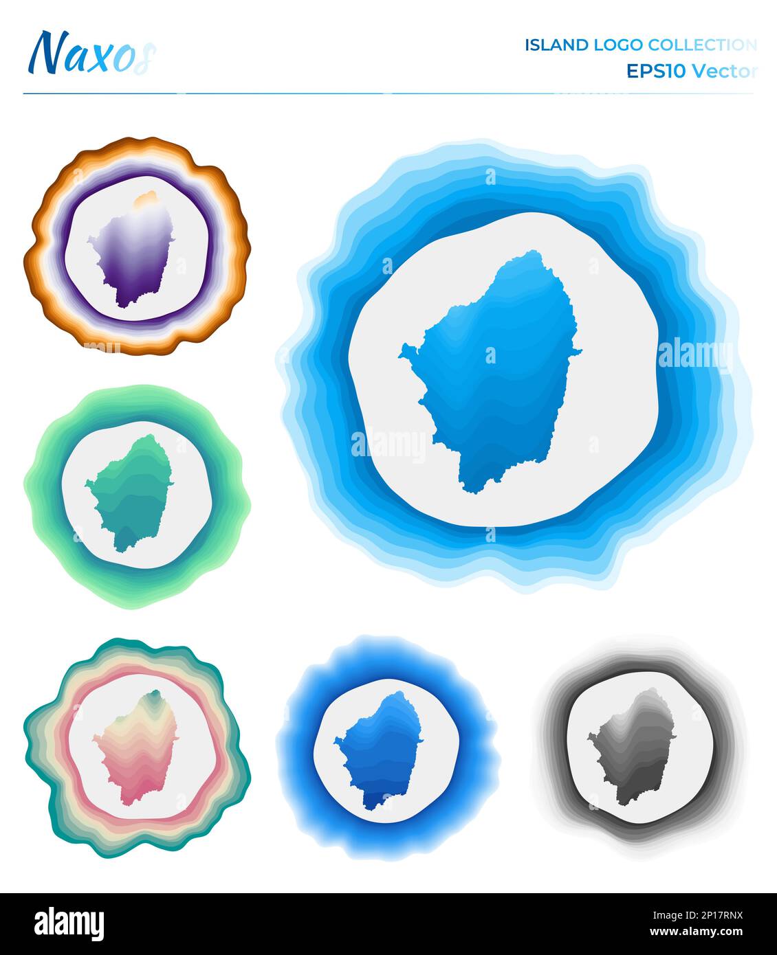 Naxos logo collection. Colorful badge of the island. Layers around ...