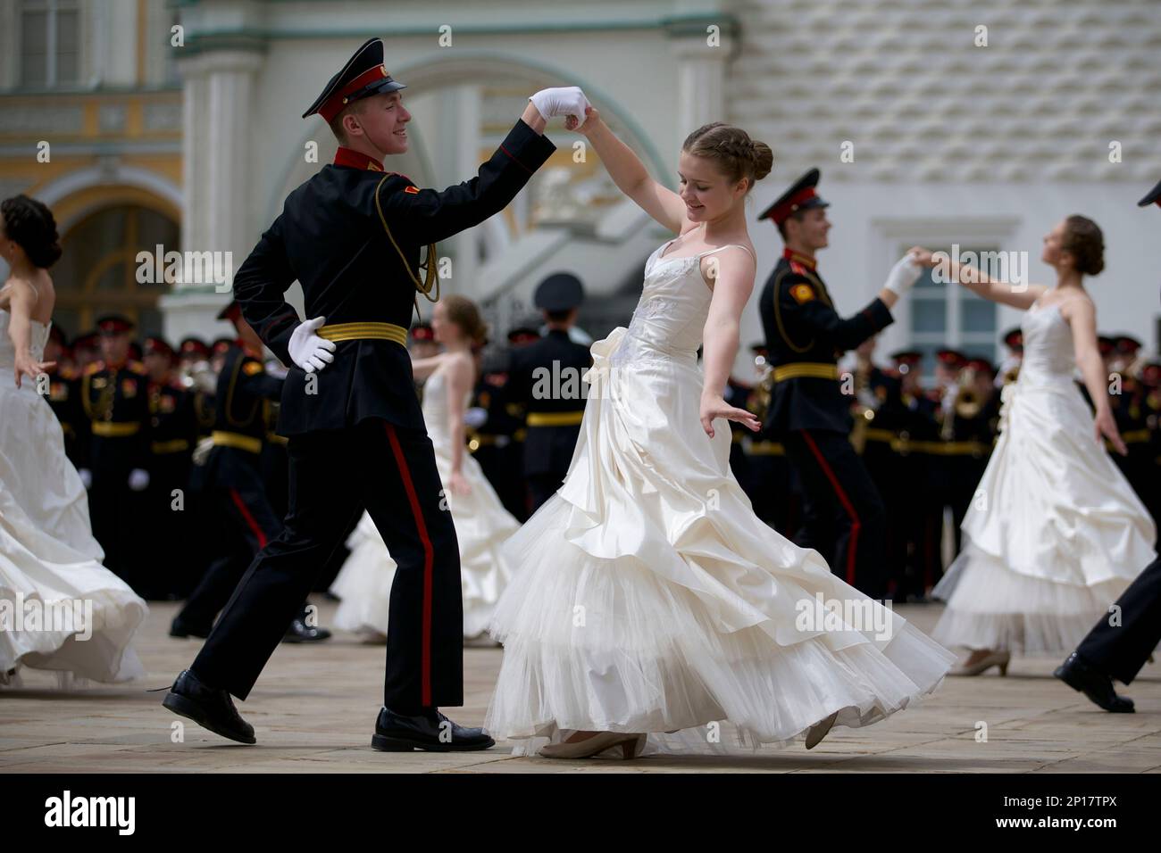 Russian cadets dance the waltz during a graduation ceremony in Moscow ...
