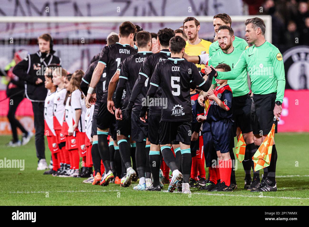 ALMELO, NETHERLANDS - MARCH 3: Assistant Referee Erik Koopman, Referee ...