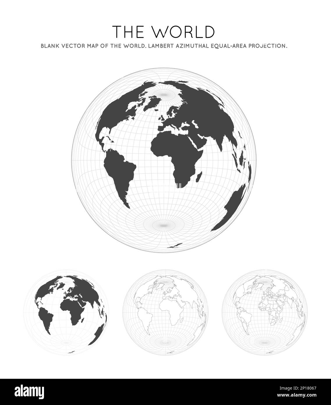 Map of the World. Lambert azimuthal equal-area projection. Globe with ...