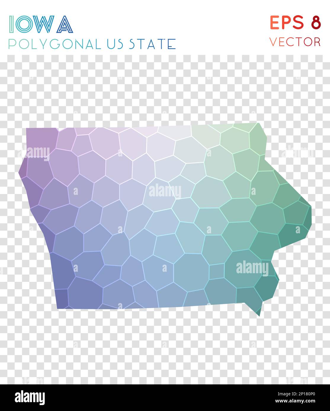 Iowa polygonal map, mosaic style US state. Terrific low poly style ...