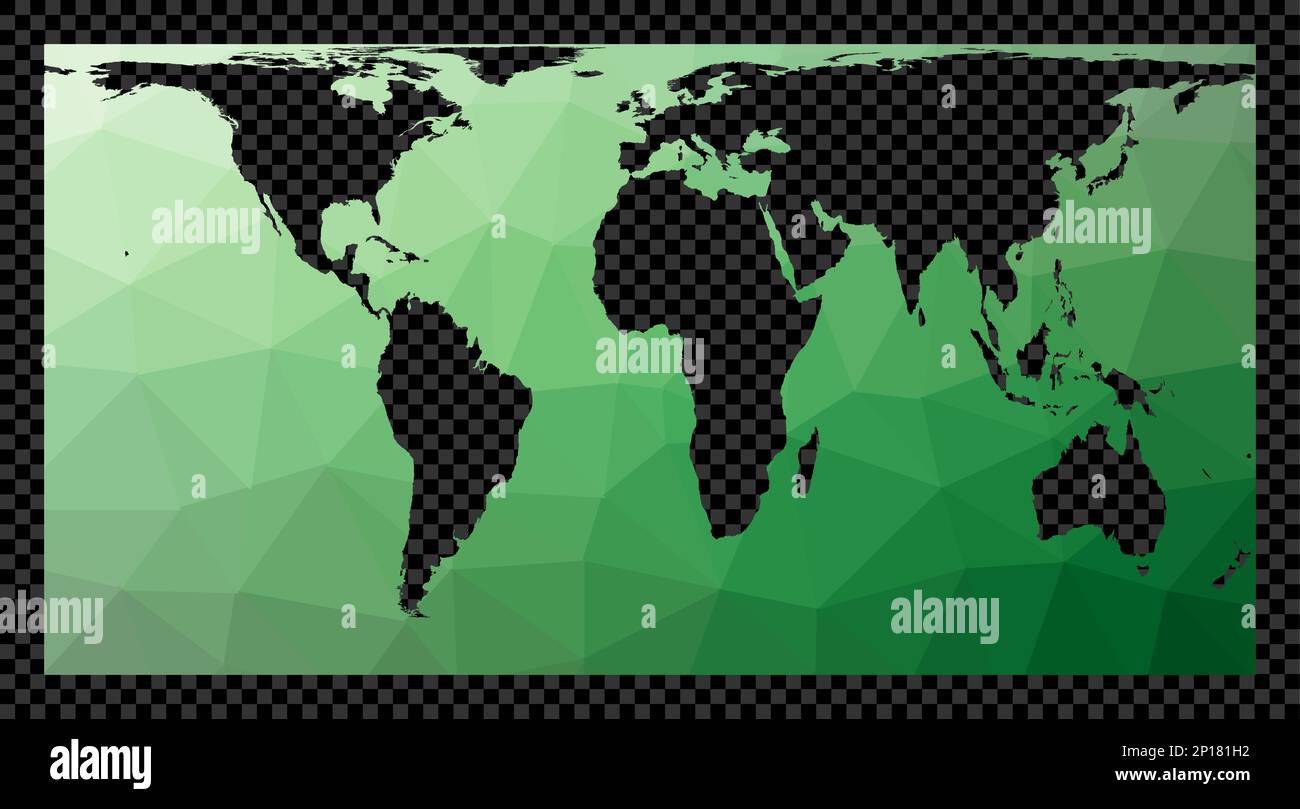 Low poly world map. Cylindrical Equal Area projection. Polygonal map of ...