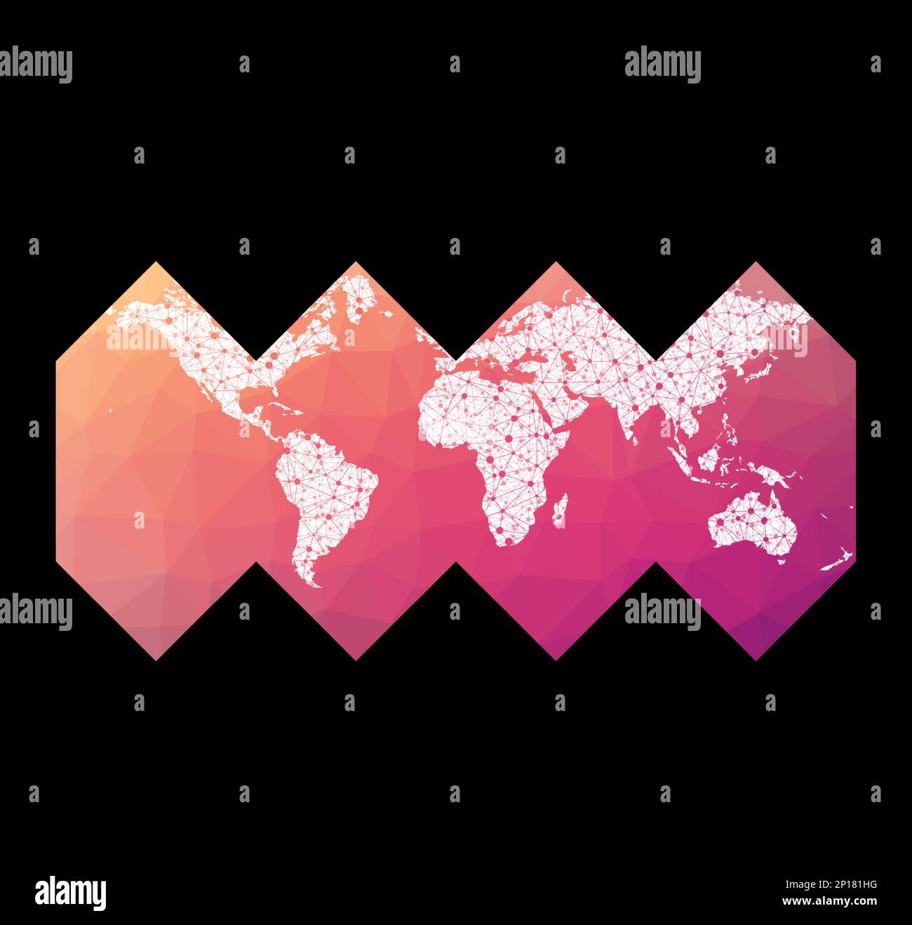 World Network Map Healpix Projection Wired Globe In Healpix Projection On Geometric Low Poly