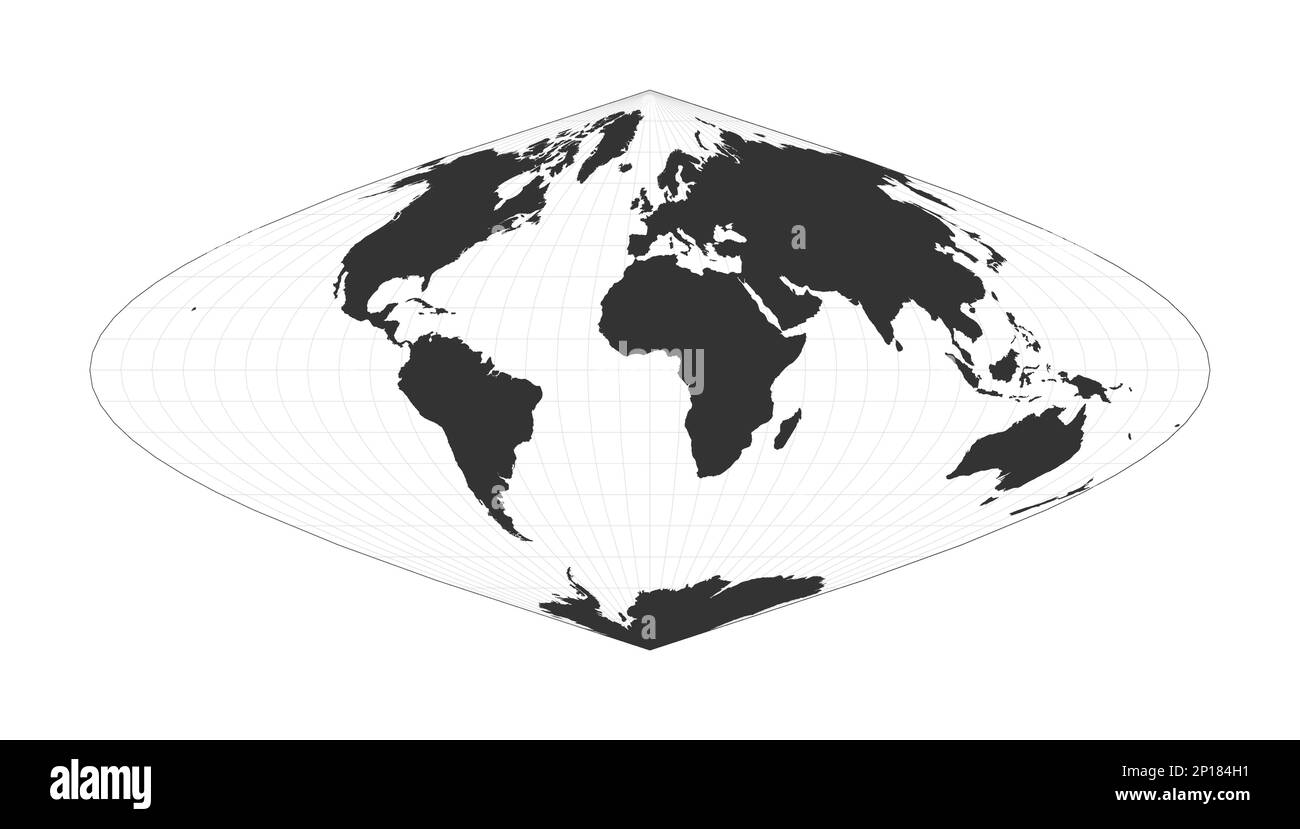 Map of the World. Sinusoidal projection. Globe with latitude and ...