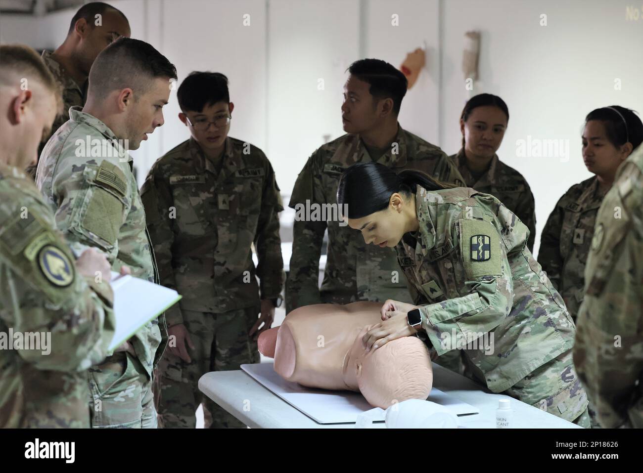 A cohort of new Combat Lifesavers receive CLS-TCCC training at Camp ...