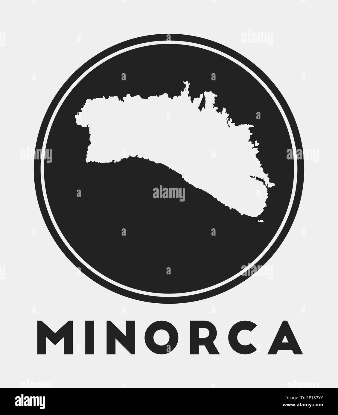 Minorca icon. Round logo with island map and title. Stylish Minorca ...