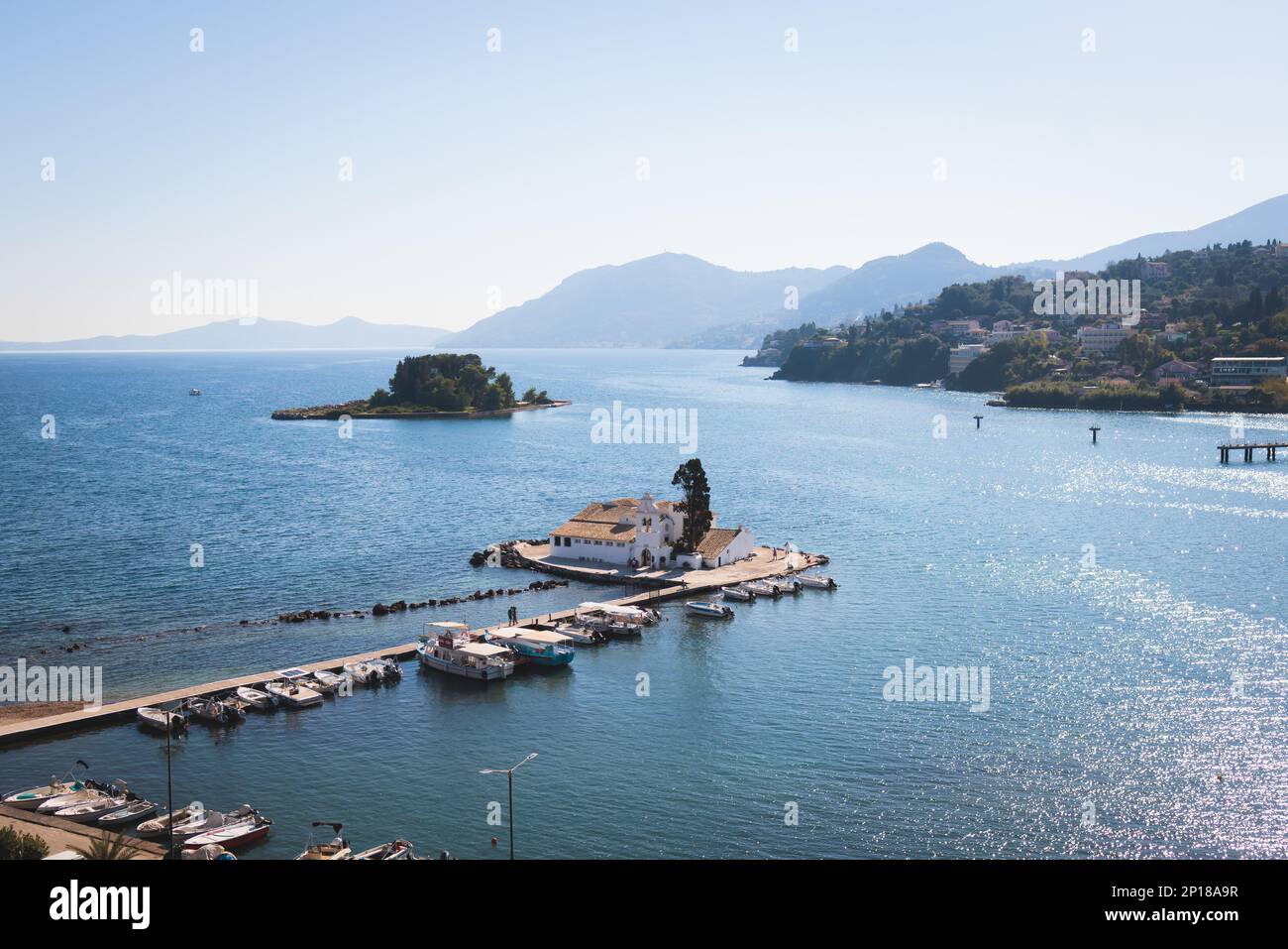 View of Holy Monastery of Panagia Vlacherna, Kanoni, Corfu Island ...