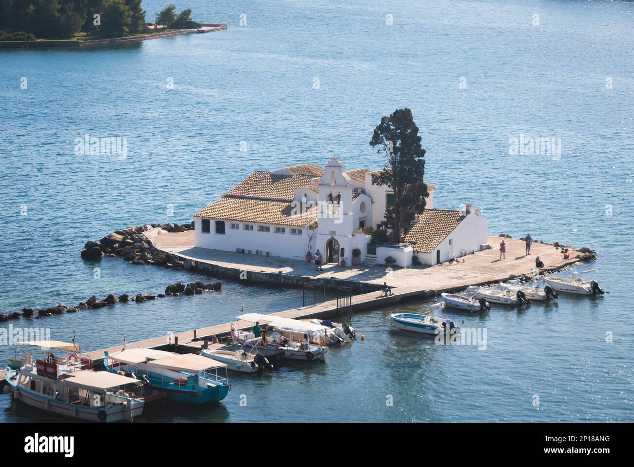View of Holy Monastery of Panagia Vlacherna, Kanoni, Corfu Island ...