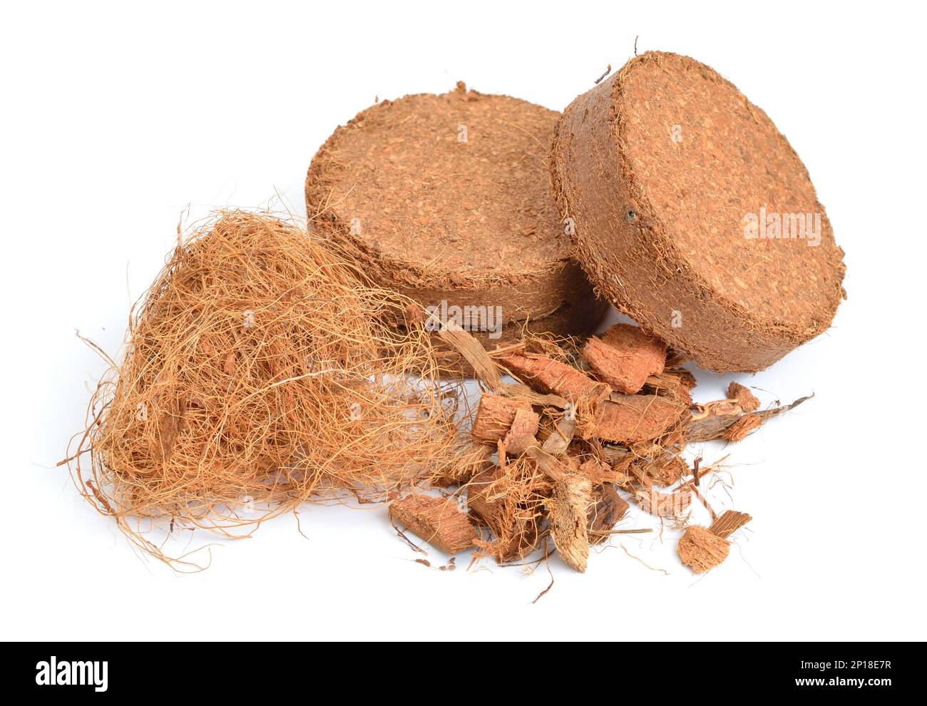 Coconut Coir substrate. Pressed briquette with fiber and chips ...