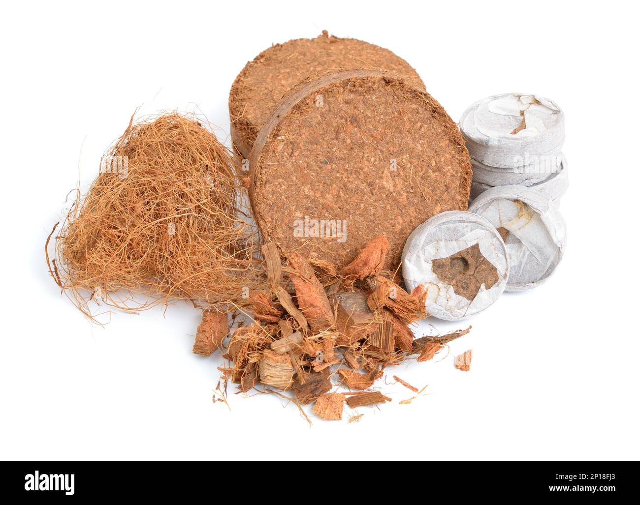 Coconut Coir substrate. Pressed briquette with tabletes and fiber ...