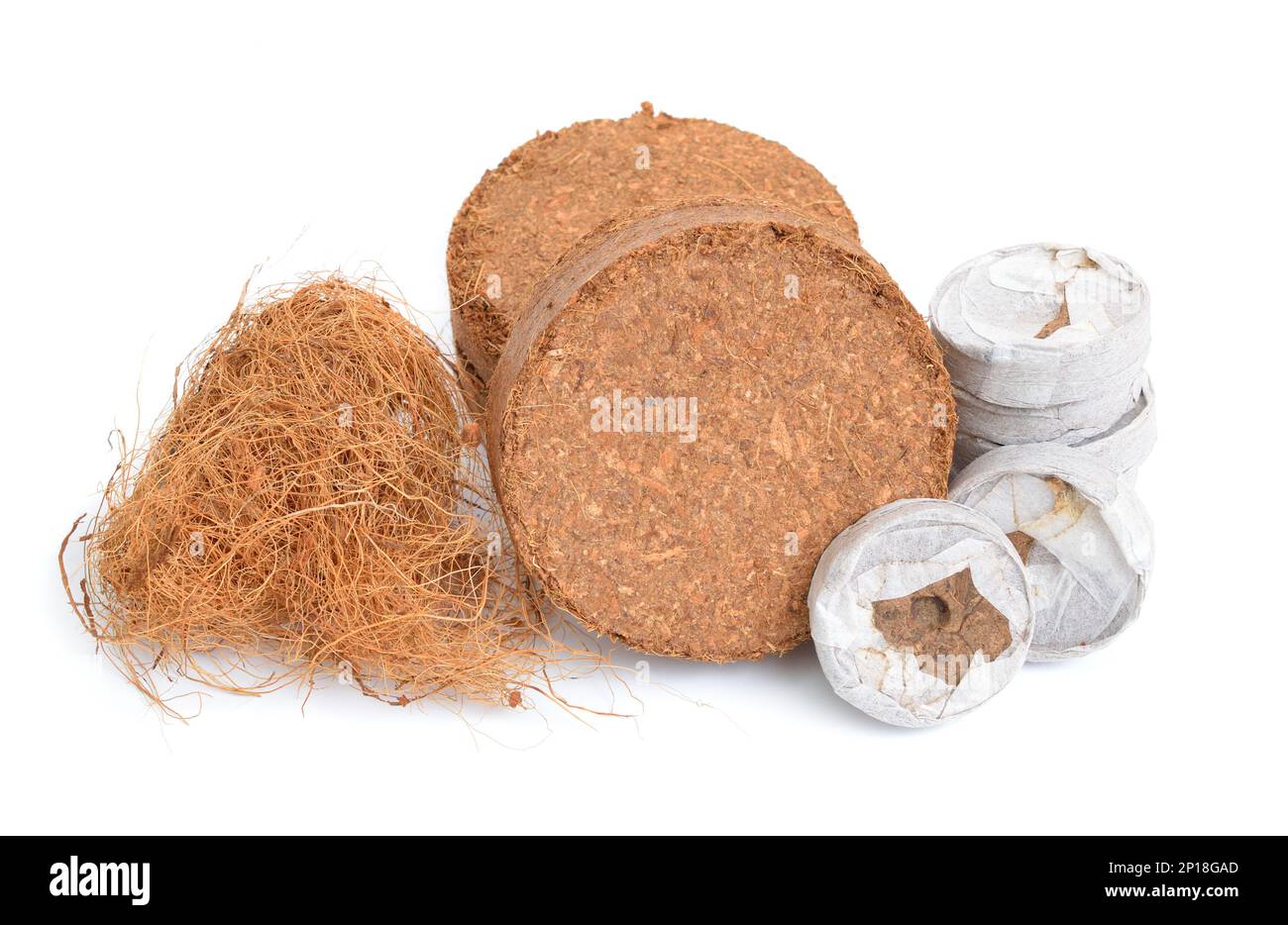Coconut Coir substrate. Pressed briquette with tabletes and fiber ...
