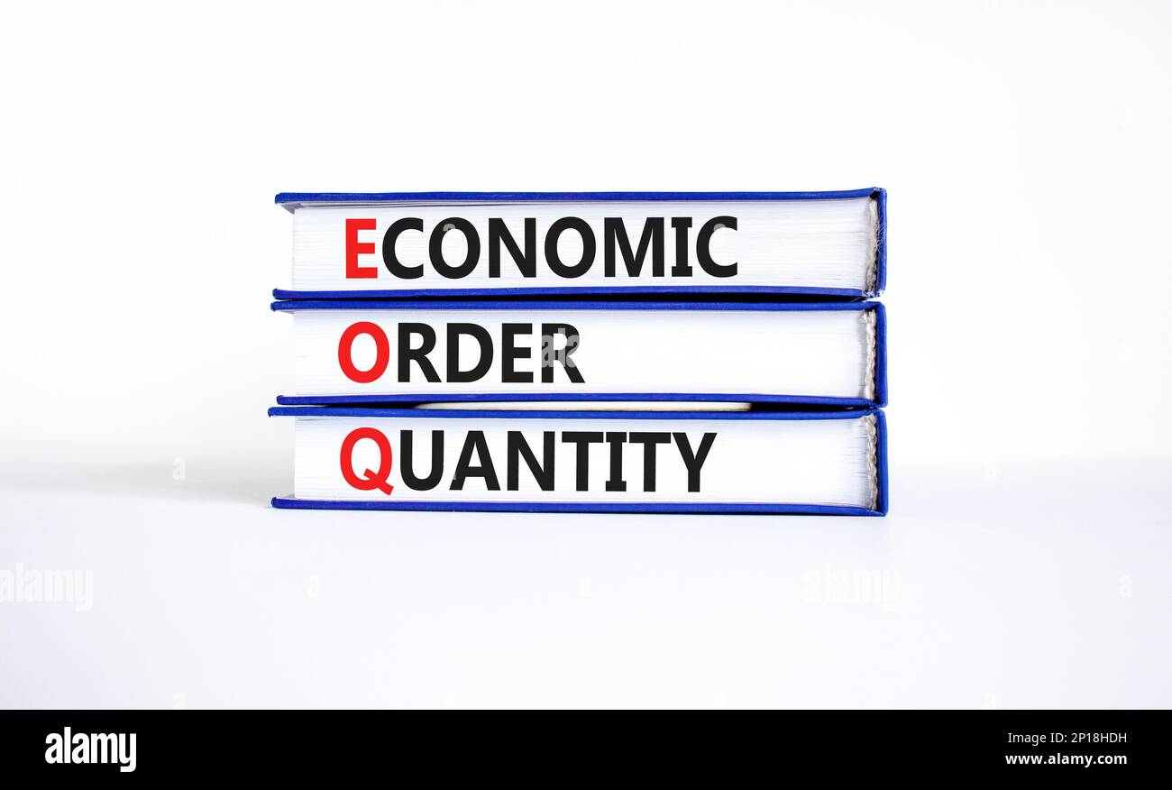 EOQ economic order quantity symbol. Concept words EOQ economic order quantity on books on a ...