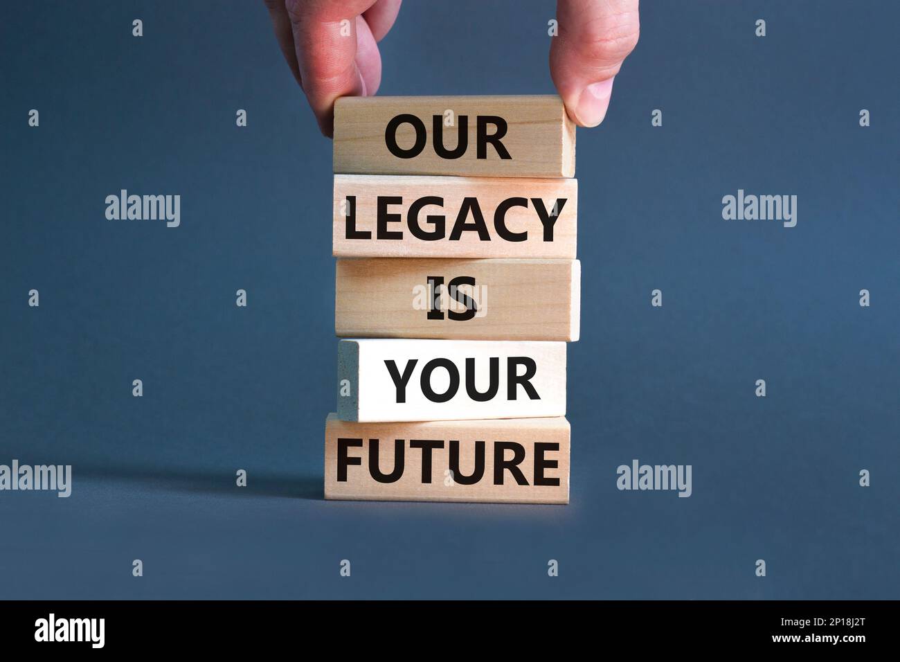 Legacy and future symbol. Concept words Our legacy is your future on wooden blocks. Beautiful ...