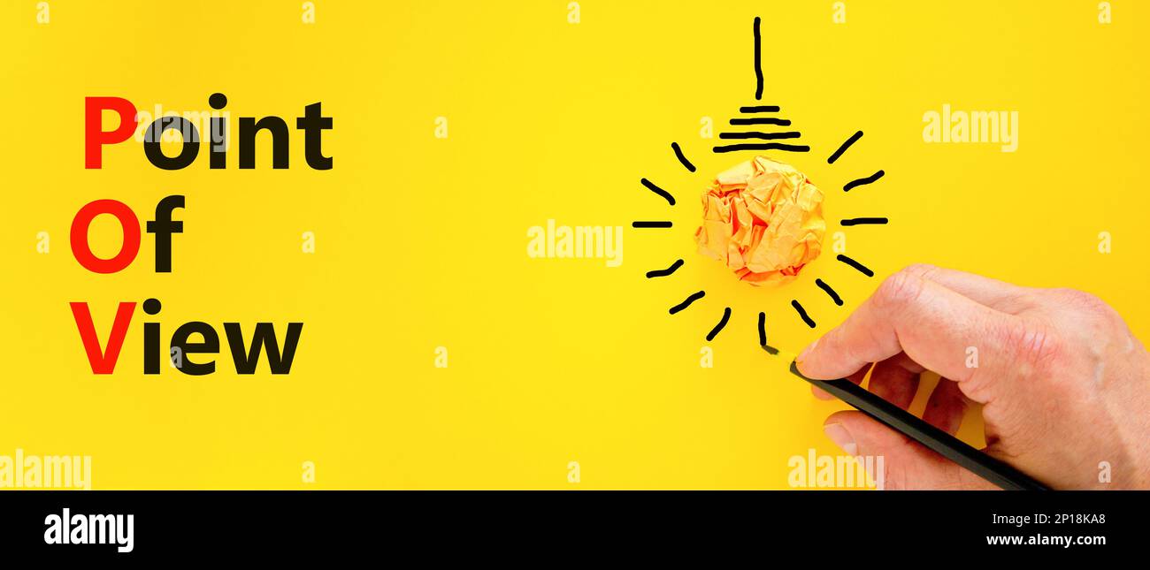 POV point of view symbol. Concept words POV point of view on yellow ...