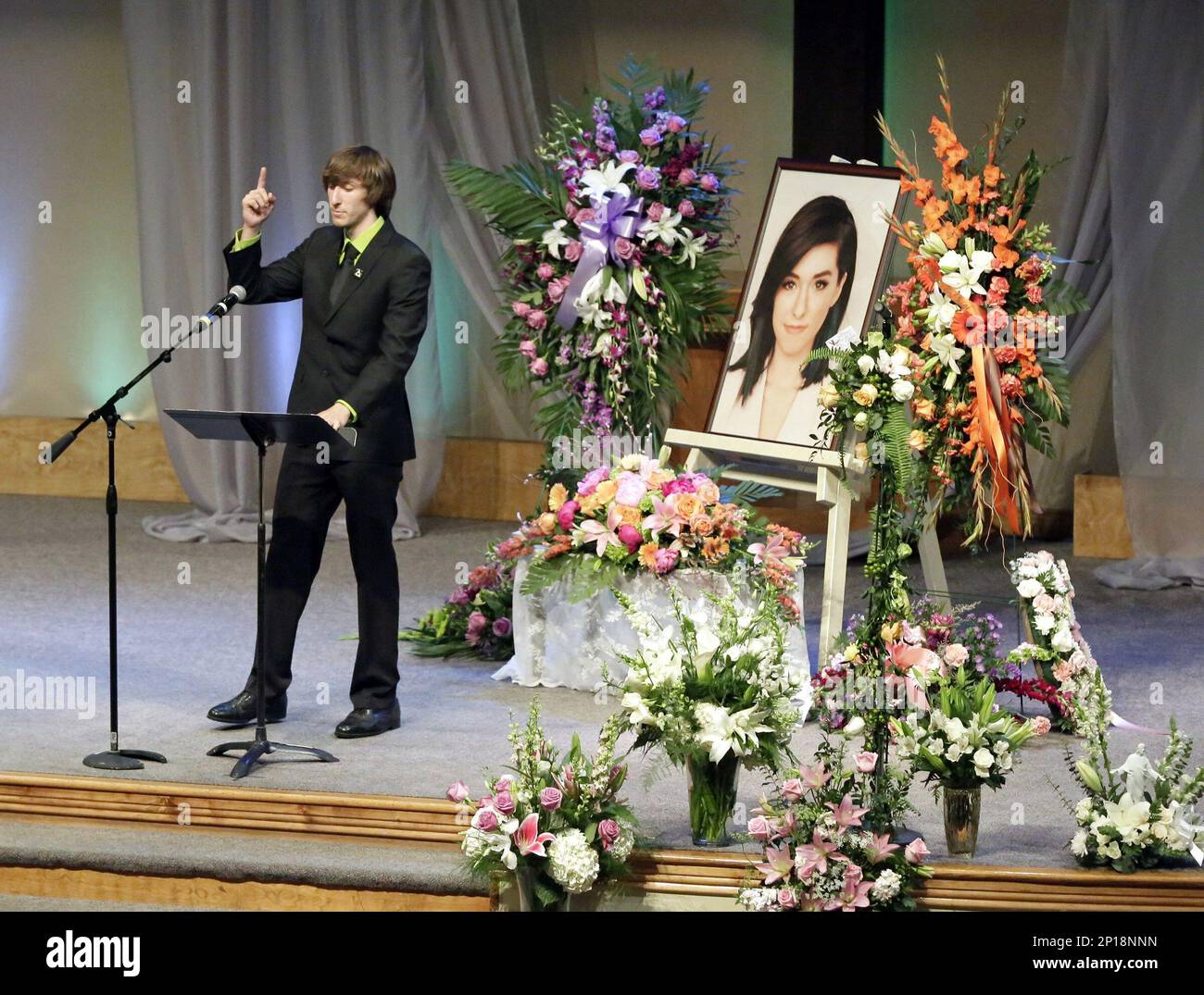 Marcus Grimmie gestures to his sister during memorial service for ...