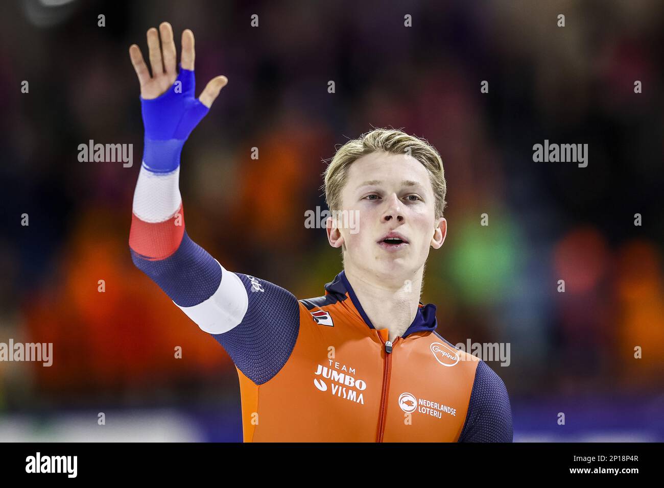 HERENVEEN - Merijn Scheperkamp (NED) reacts after the 500 meter race at ...