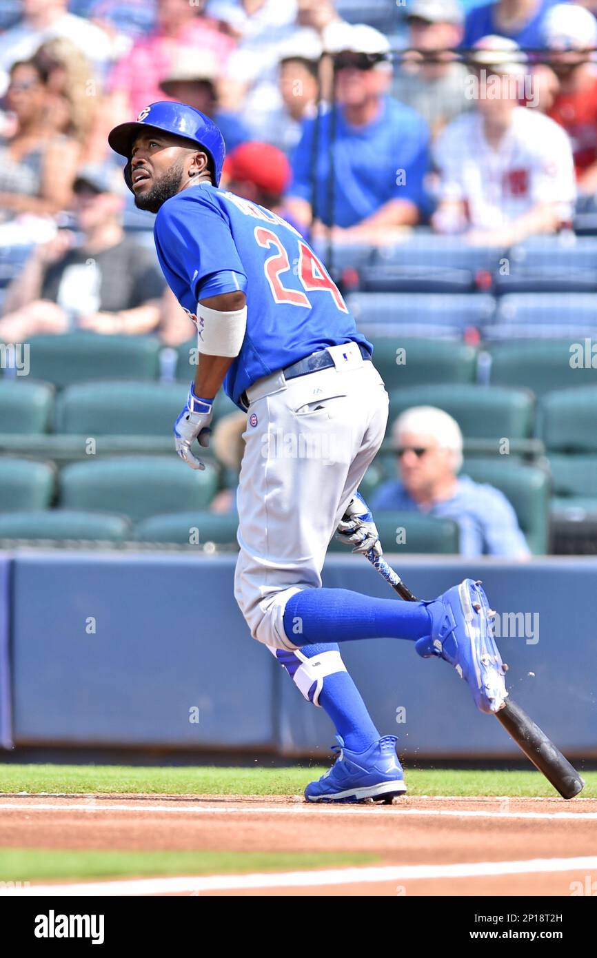 Chicago Cubs center fielder Dexter Fowler (24) runs to first during a ...